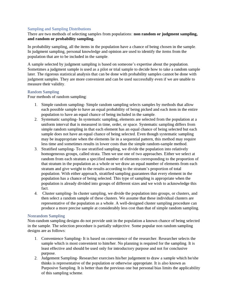 Sampling Methods and Distributions Explained | PDF | Sampling ...