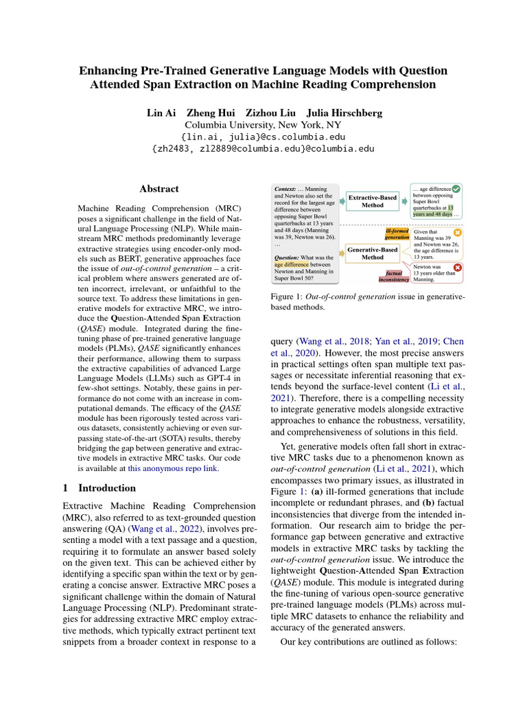 Enhancing Pre-Trained Generative Language Models With Question Attended ...