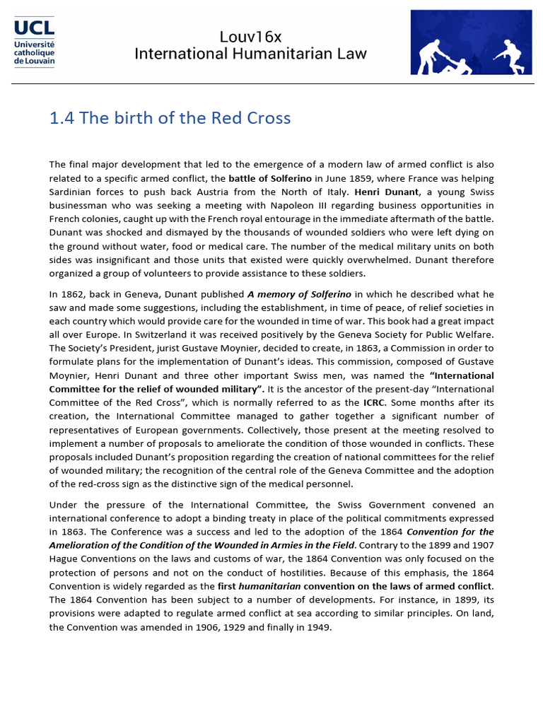 Birth of the Red Cross: A Humanitarian Legacy | PDF | International ...
