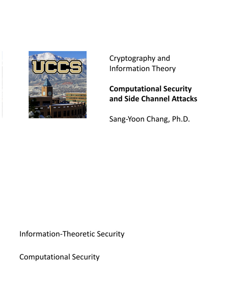 Slides Computational Security and Side Channel Attacks (1) | PDF ...