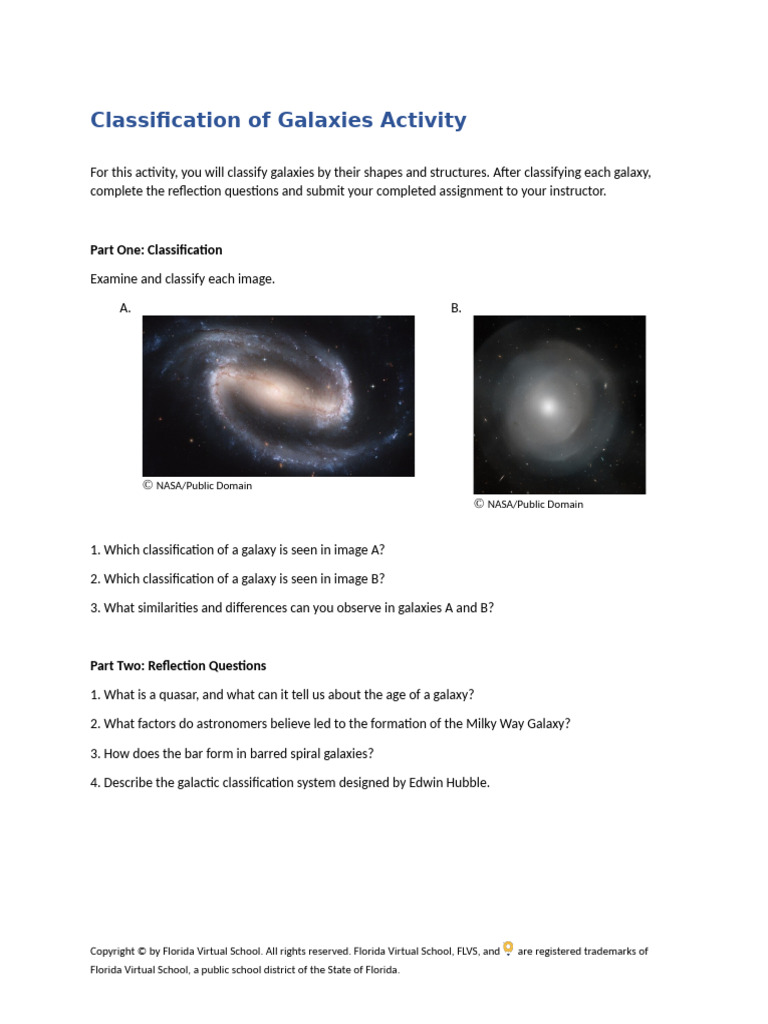 Galaxy Classification Activity Guide | PDF