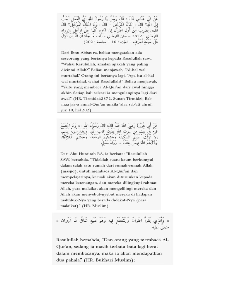 Doa Dan Pahala Baca Al-quran | PDF