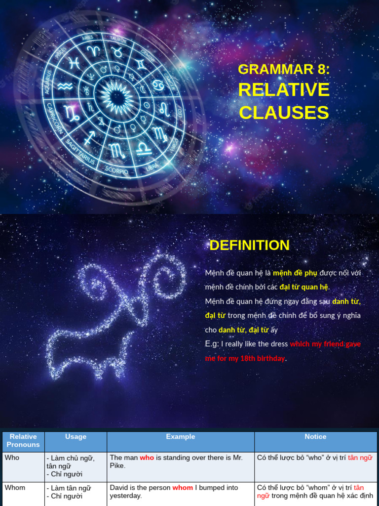 Grammar 8 - Relative Clauses | PDF | Warehouse