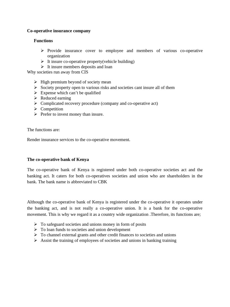 Co-operative Insurance and Banking Overview | PDF | Banks | Cooperative