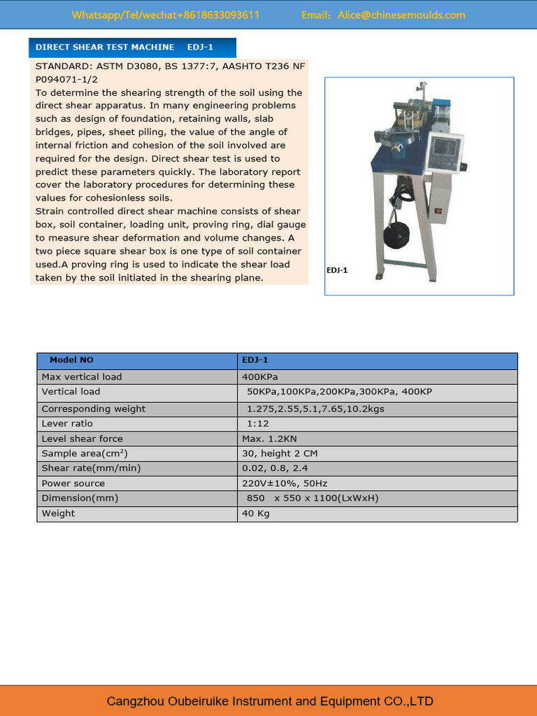 Direct Shear Apparatus | PDF