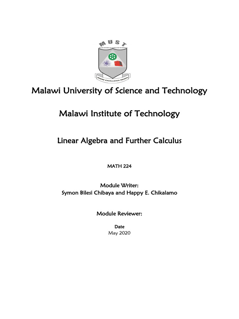 Linear Algebra Further Calculus | PDF | Matrix (Mathematics) | Determinant