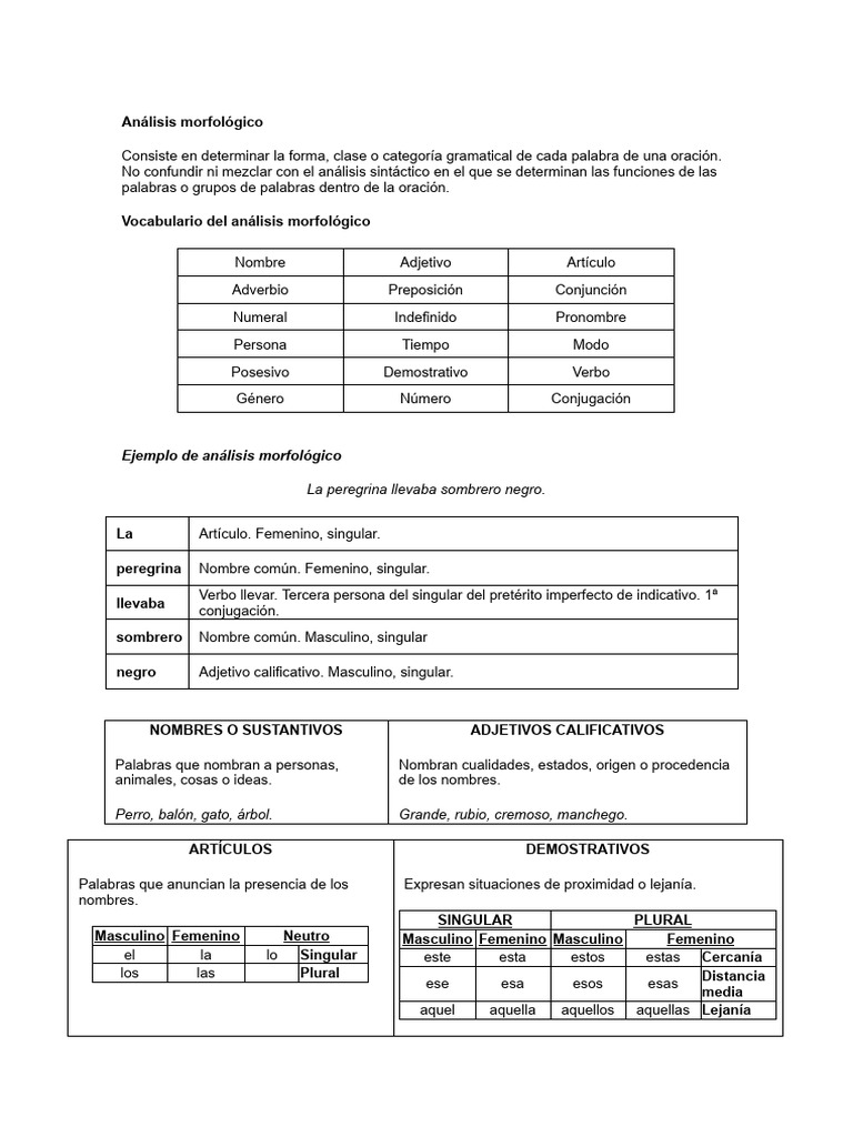 Guía Completa de Análisis Morfológico | PDF