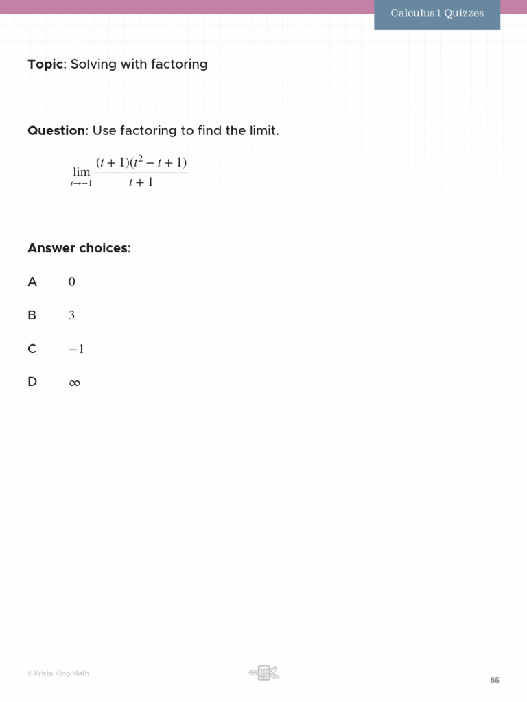 Factoring Limits in Calculus Problems | PDF