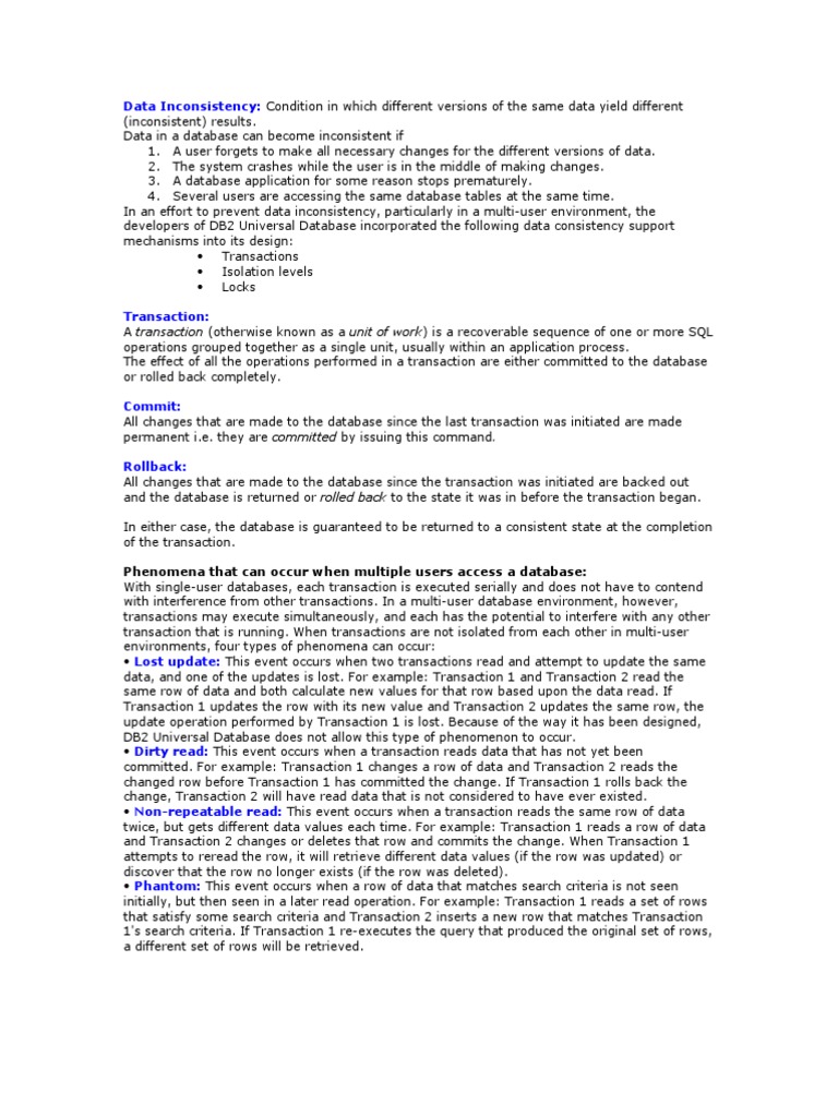 Data Inconsistency Database Transaction Distributed Computing 