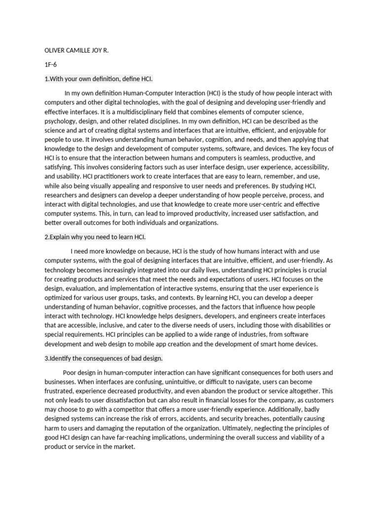 Oliver Camille Joy r | PDF | Human–Computer Interaction | Usability