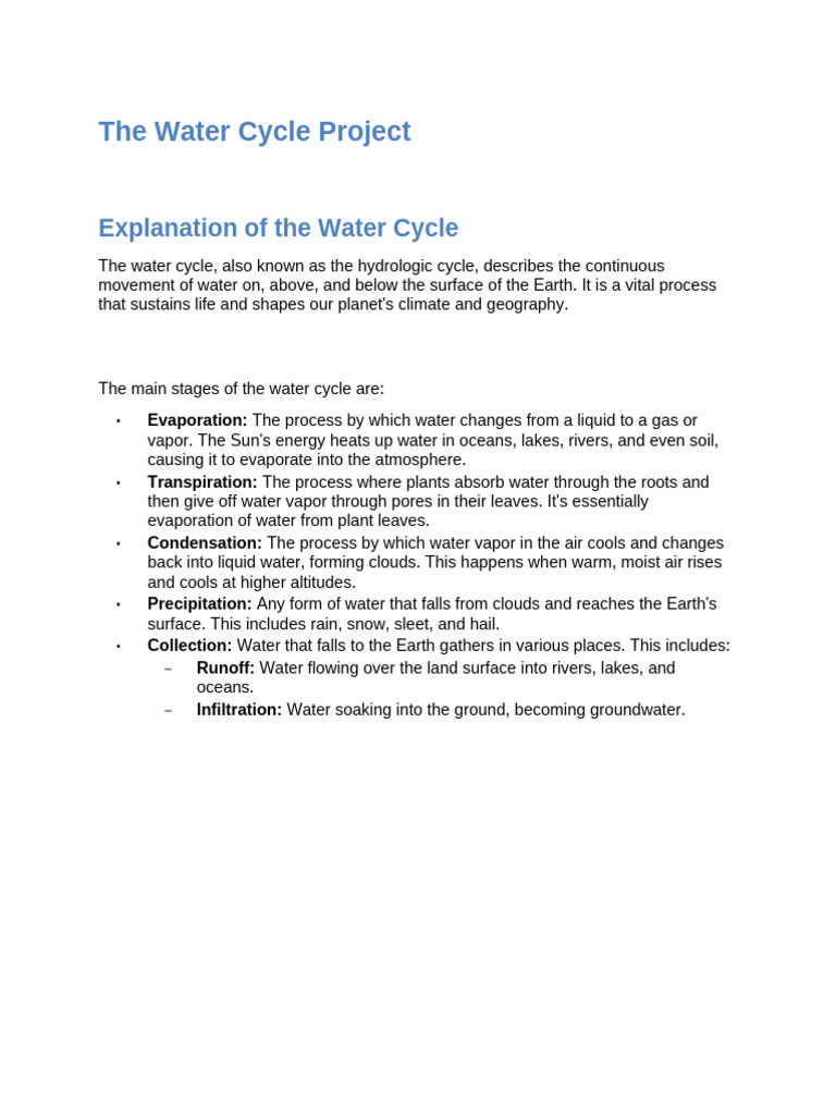Understanding the Water Cycle Process | PDF