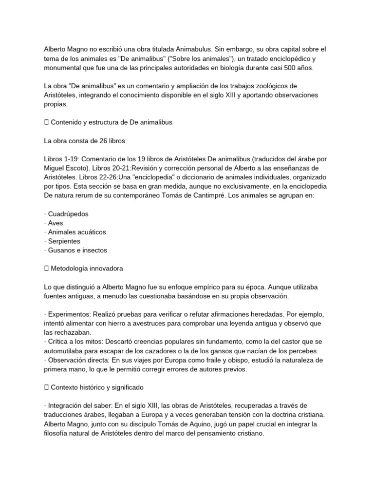 Alberto Magno no escribió una obra titulada Animabulus | PDF | Science