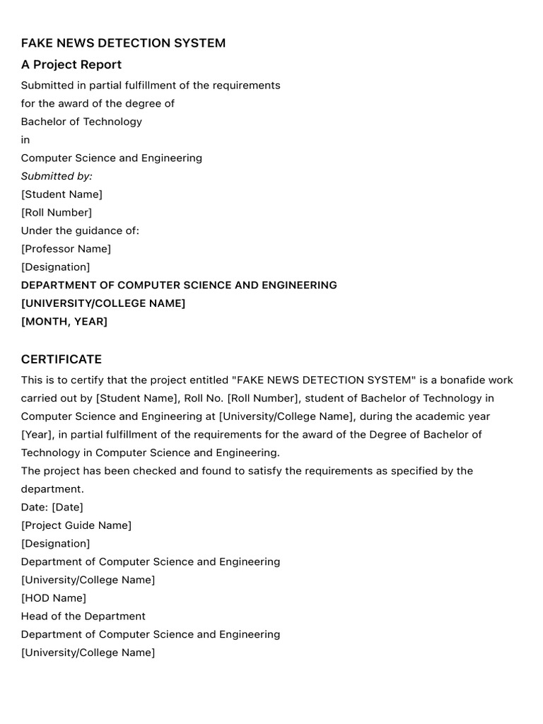 Fake News Detection System | PDF | Machine Learning | News