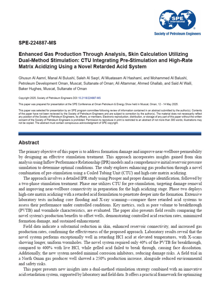 Enhanced Gas Production Through Analysis Skin Calculation Utilizing ...