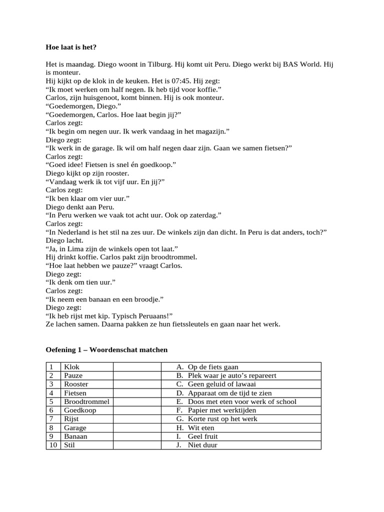 Voorbeeld Les Nederlands A1 | PDF