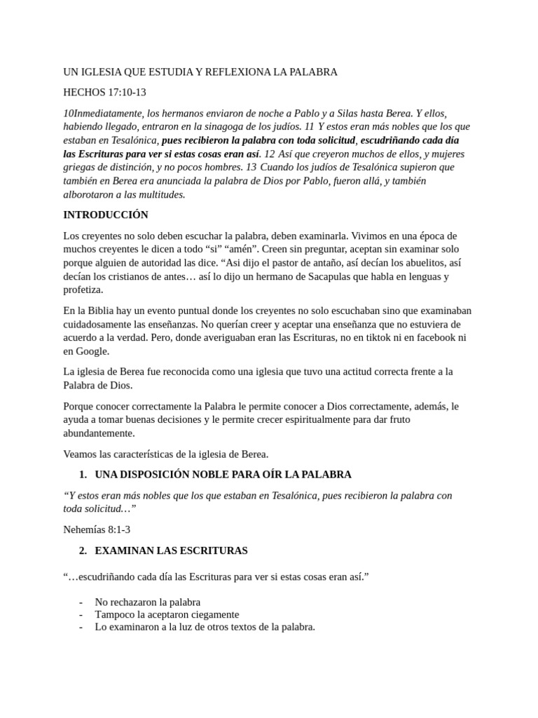 Un Iglesia Que Estudia y Reflexiona La Palabra | PDF | Biblia | Iglesia ...