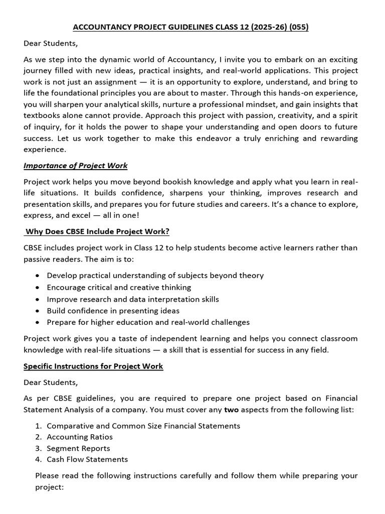 Class 12 Accountancy Project Guide | PDF | Learning | Cognition