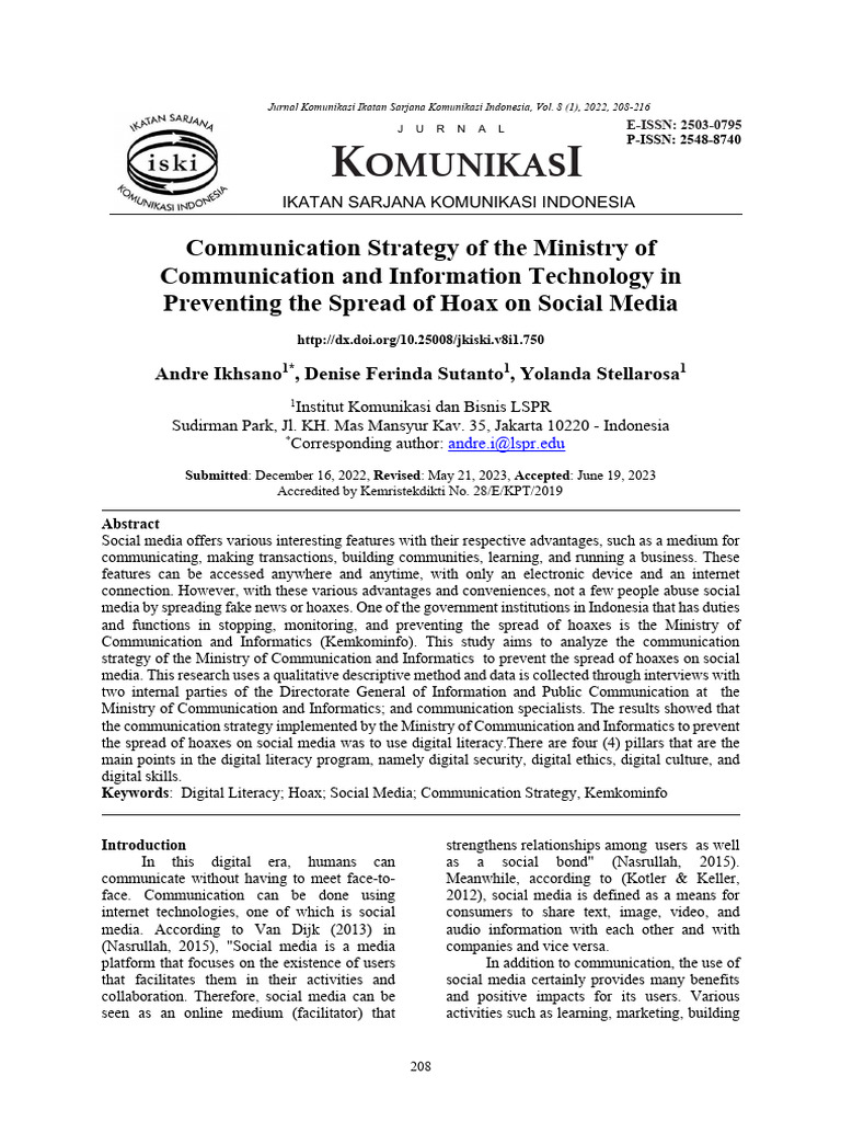 Communication Strategy of The Ministry o | PDF | Communication | Social ...