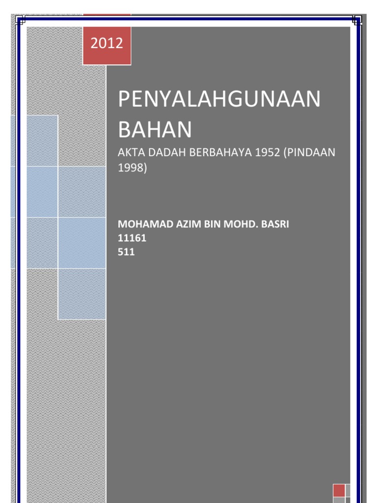 Akta Dadah Berbahaya 1952 (Pindaan 1998) | PDF