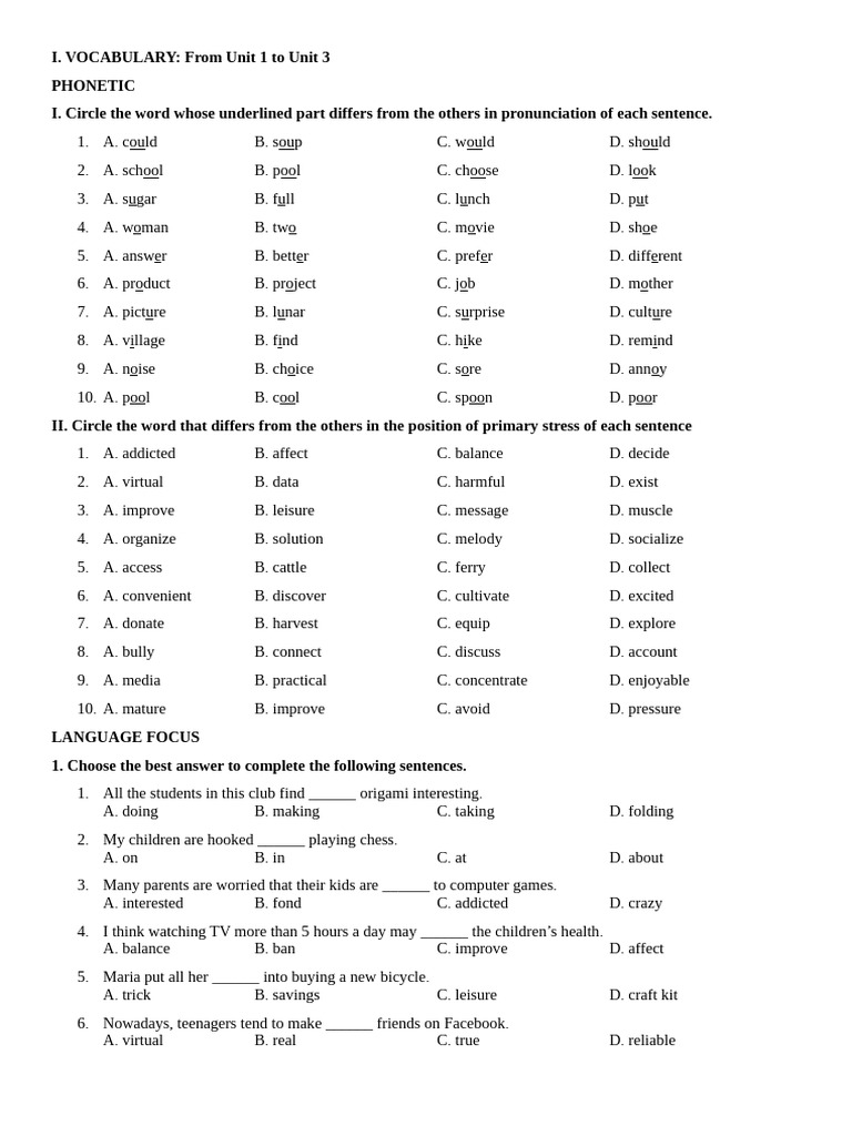 Vocabulary and Language Exercises | PDF