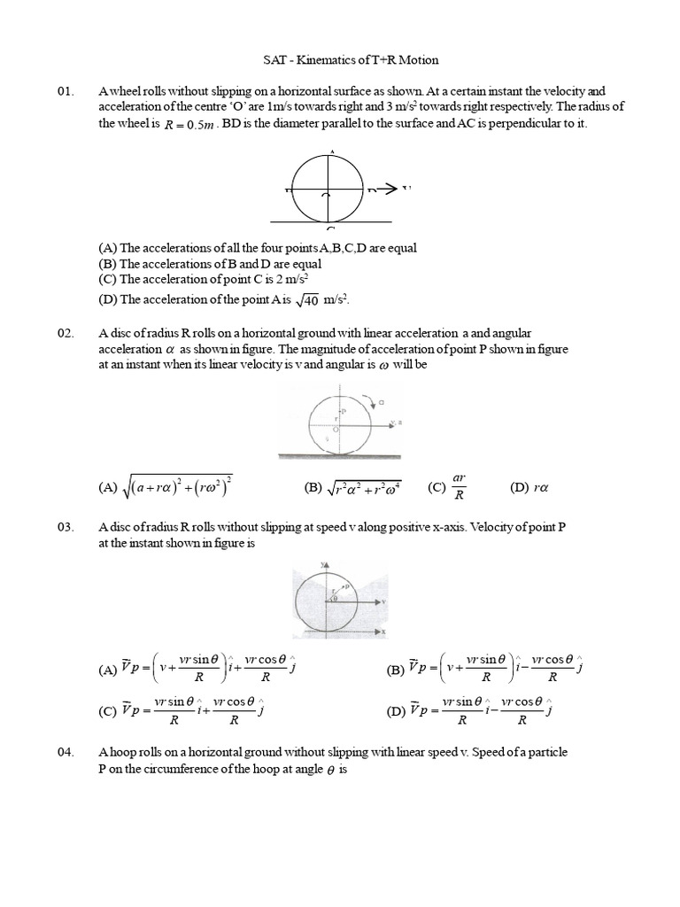 Kinematics of Rolling Motion Analysis | PDF | Acceleration | Kinematics