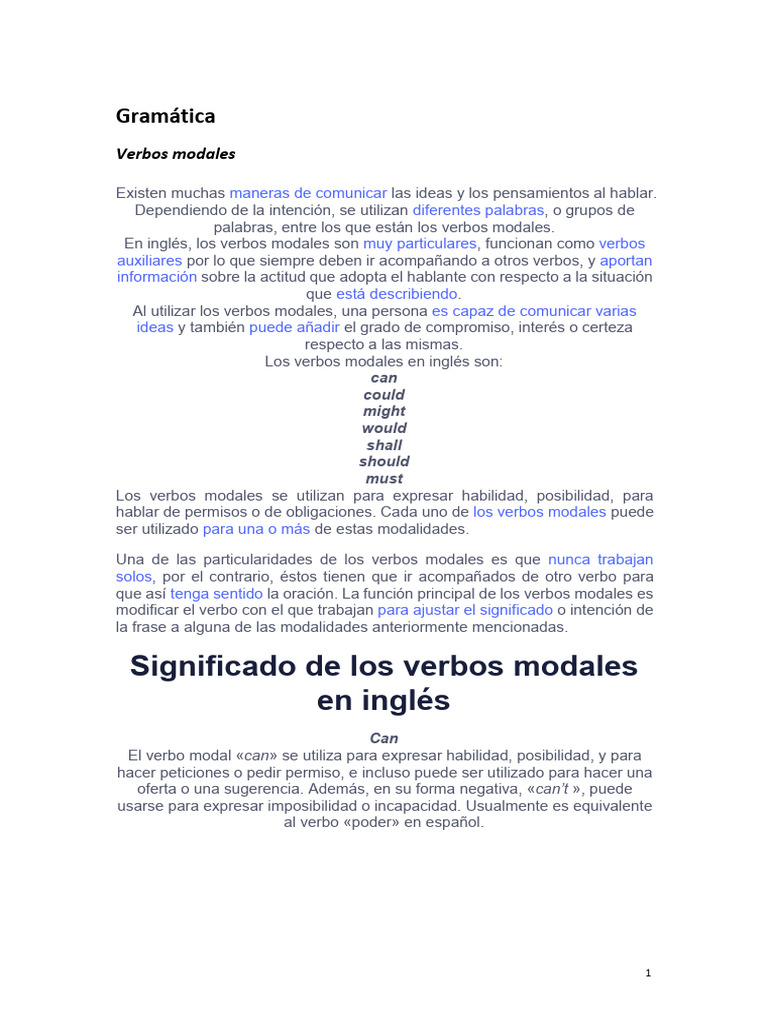 Verbos Modales en Inglés: Guía Completa | PDF | Verbo | Gramática