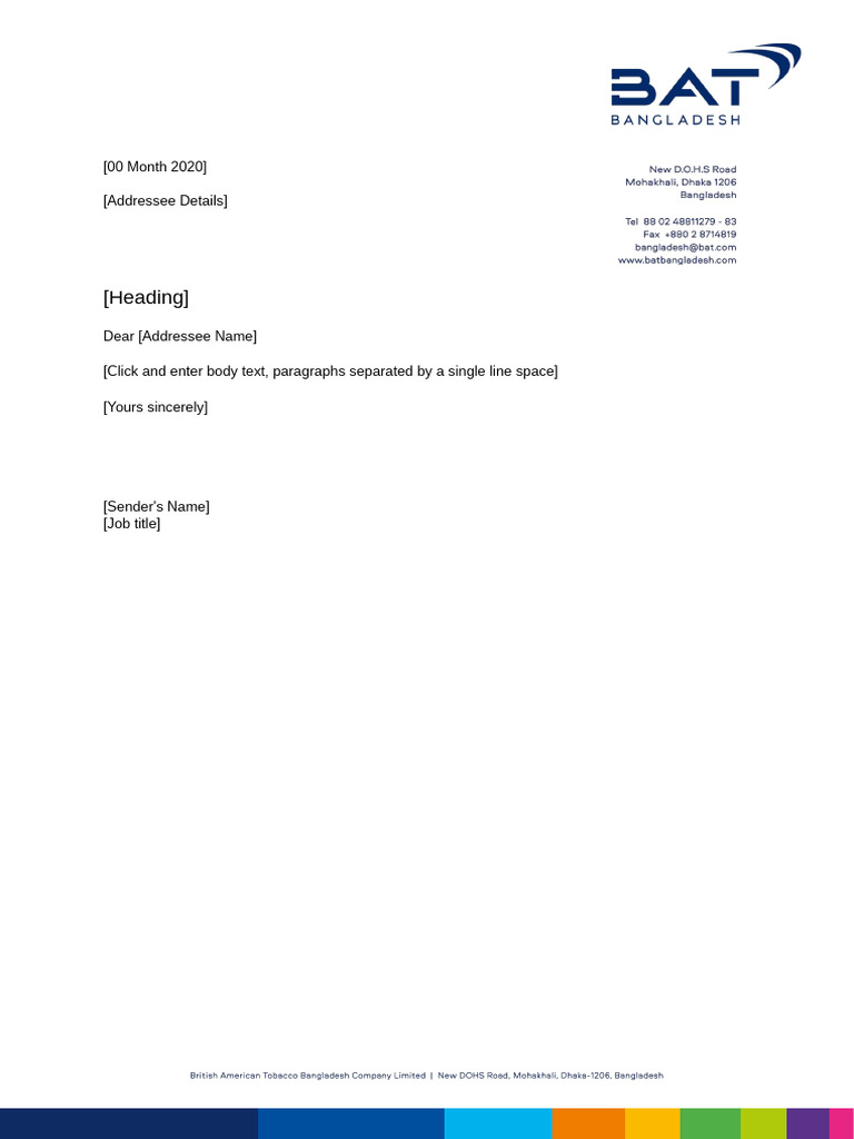 BAT Bangladesh Letterhead Main | PDF