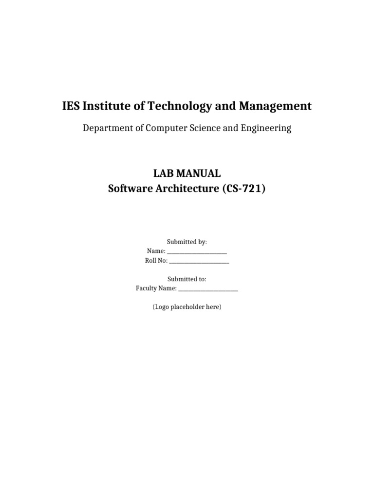 Software Architecture Lab Manual | PDF | System | Software Architecture
