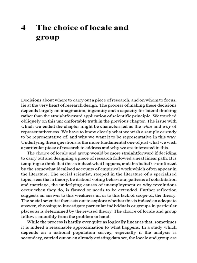 Choosing Locale and Group in Research | PDF | Experiment | Theory