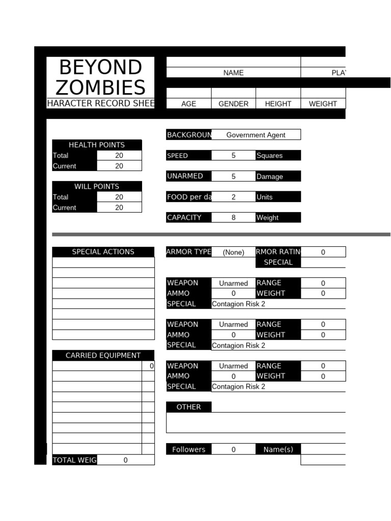 Player Character Record Sheet | PDF