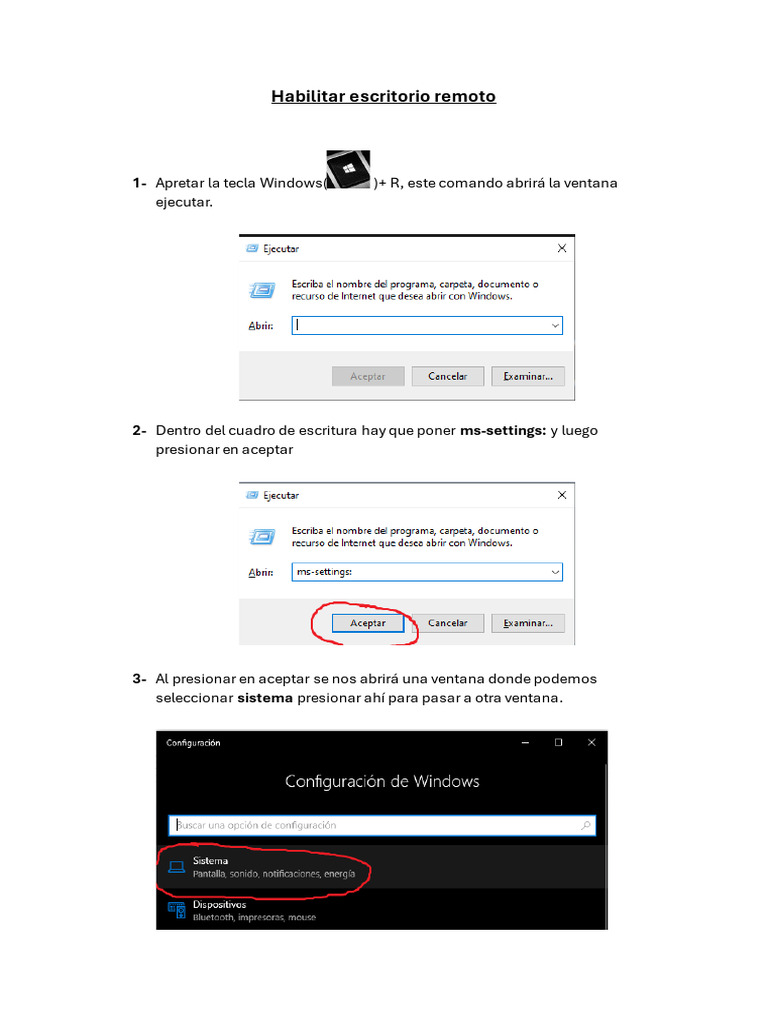 Cómo habilitar escritorio remoto en Windows | PDF