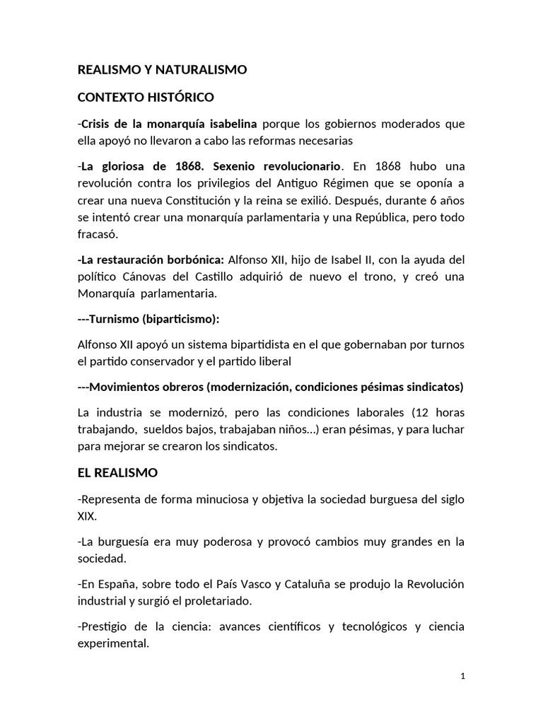 Realismo y Naturalismo en la Literatura | PDF | Realismo literario