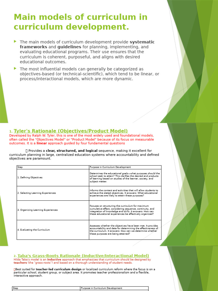 Main Curriculum Development Models | PDF | Curriculum | Learning