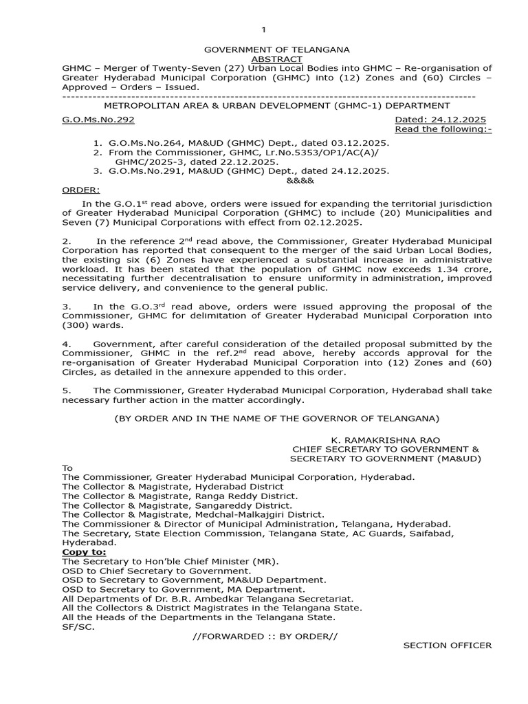 GHMC Reorganization: New Zones & Wards | PDF | Government | Government ...