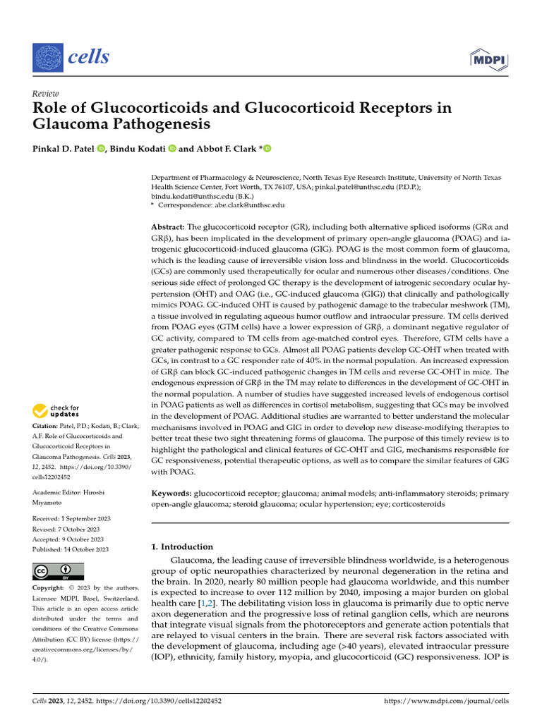 Role of Glucocorticoids and Glucocorticoid Receptors in Glaucoma | PDF ...