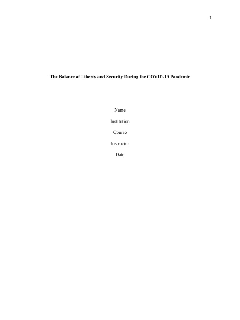 The Balance of Liberty and Security During the COVID-19 Pandemic | PDF ...
