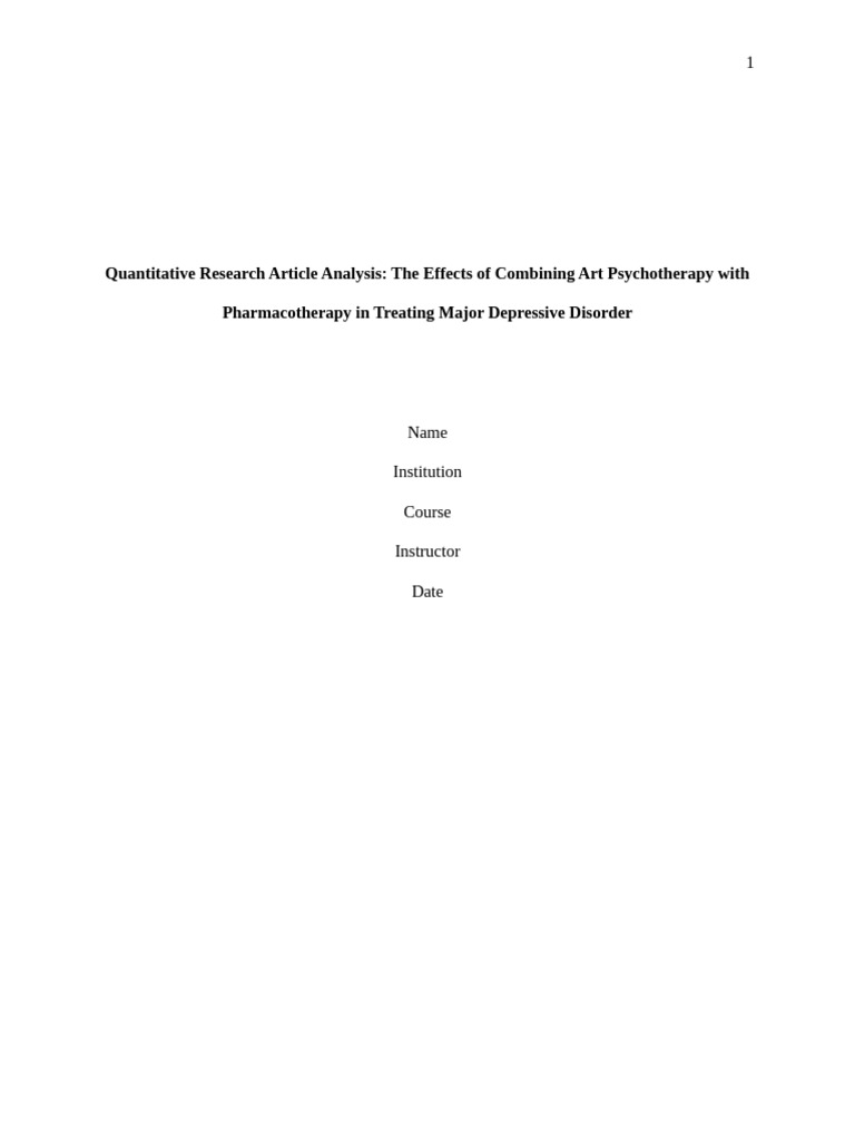 Quantitative Research Article Analysis | PDF | Major Depressive ...