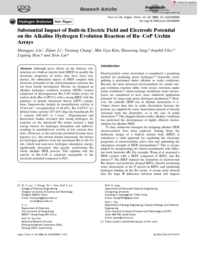 Angew Chem Int Ed - 2024 - Liu - Substantial Impact of Built‐in ...