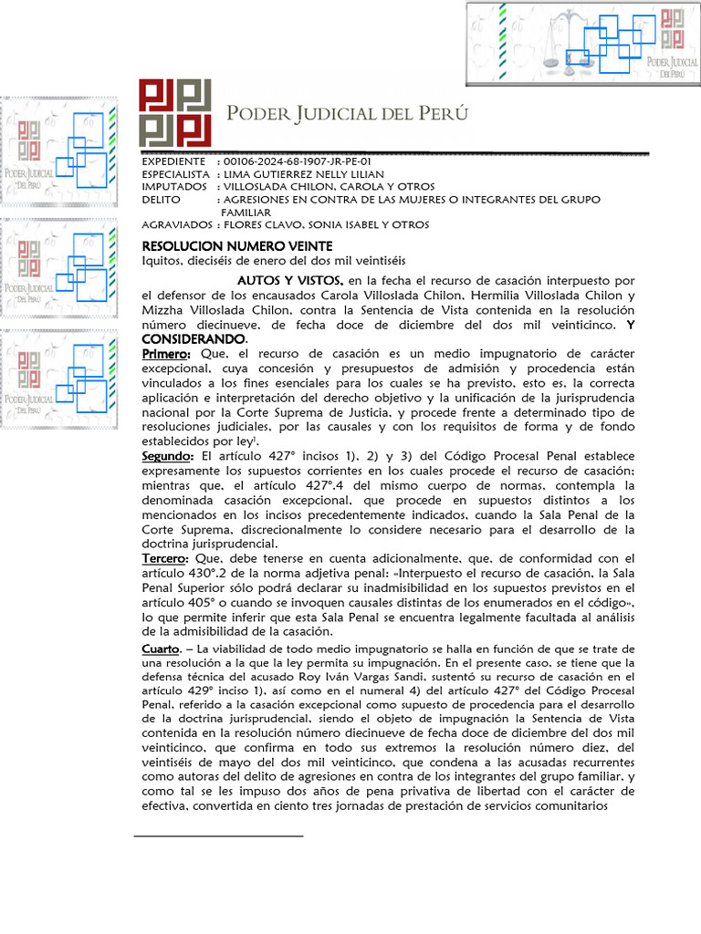Exp. 00106-2024-68-1907-JR-PE-01 - Resolución - 01114-2026 | PDF | Caso de ley | Apelación