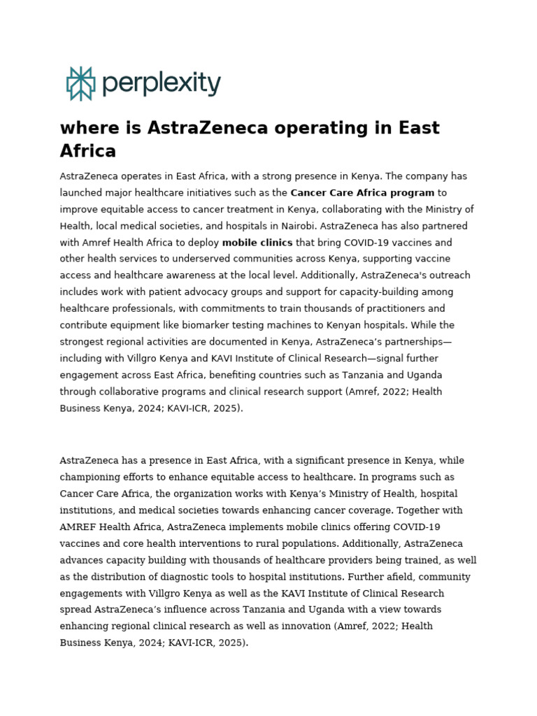 AstraZeneca's Healthcare Impact in East Africa | PDF | Health Care | Kenya