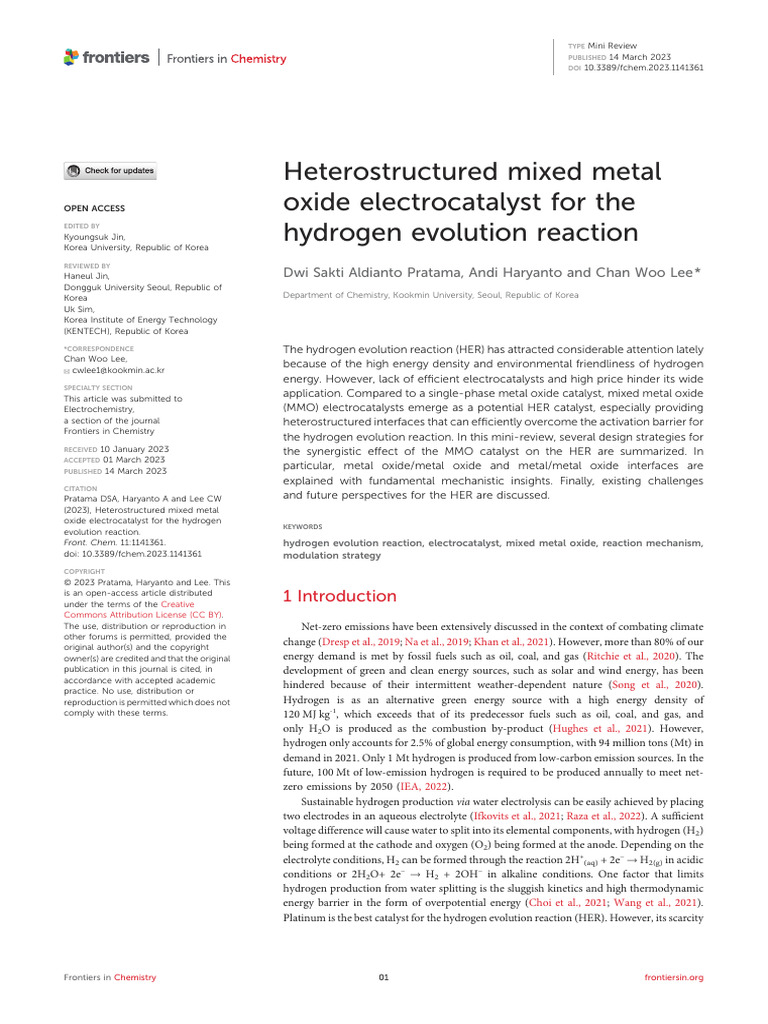 Heterostructured Mixed Metal Oxide Electrocatalyst for the Hydrogen ...