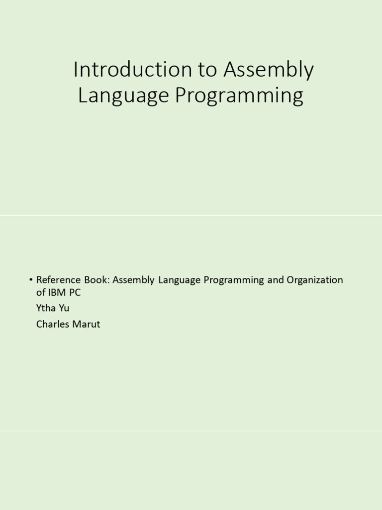 Assembly Language Programming Basics | PDF | Random Access Memory ...