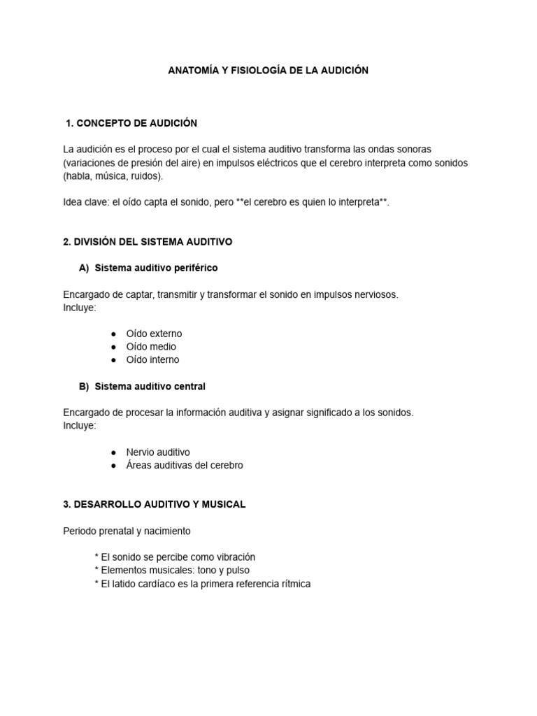 ANATOMÍA Y FISIOLOGÍA DE LA AUDICIÓN | PDF | Escuchando | Oído