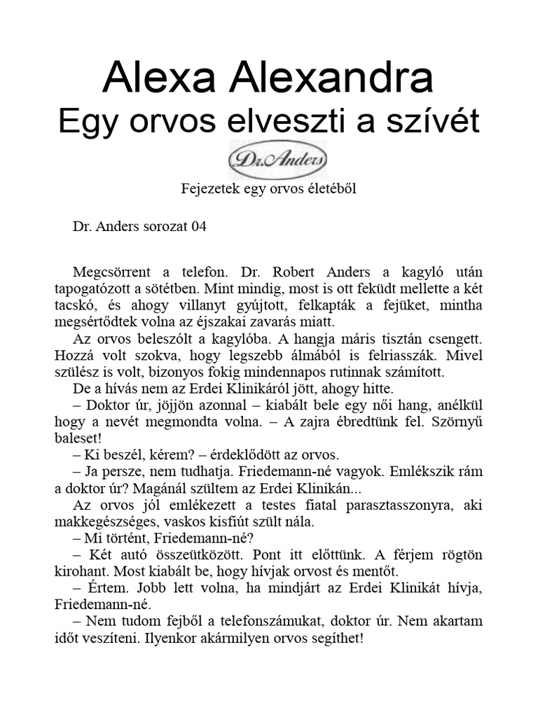 Dr. Anders 04 - Alexa Alexandra - Egy Orvos Elveszti a Szívét | PDF