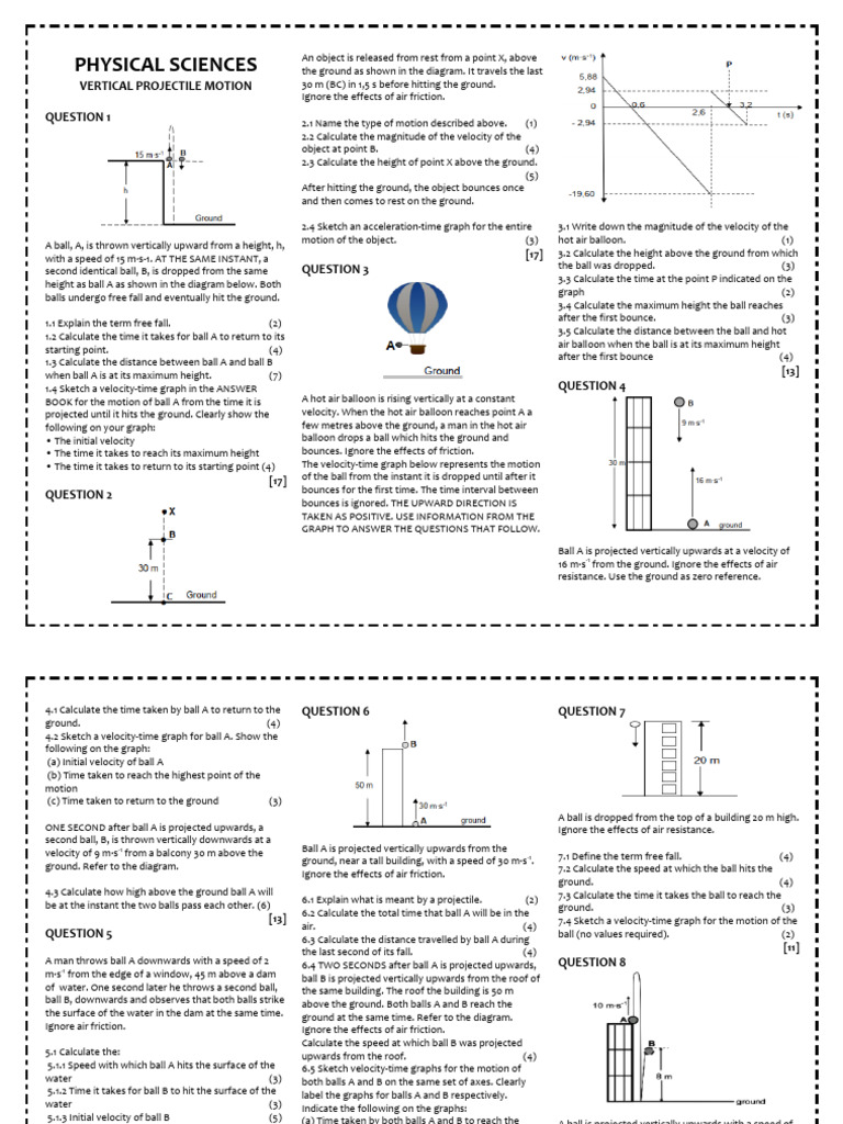 Vertical Projectile Motion Problems | PDF | Velocity | Drag (Physics)