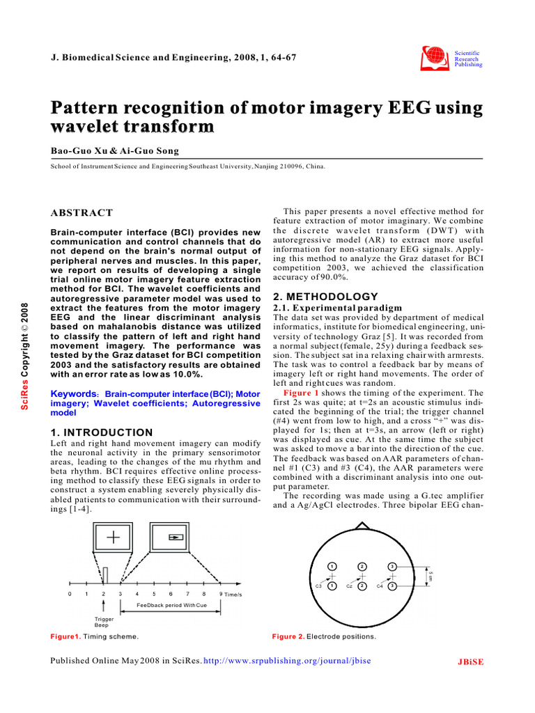 Pattern recognition of motor imagery EEG using wavelet transform | PDF ...