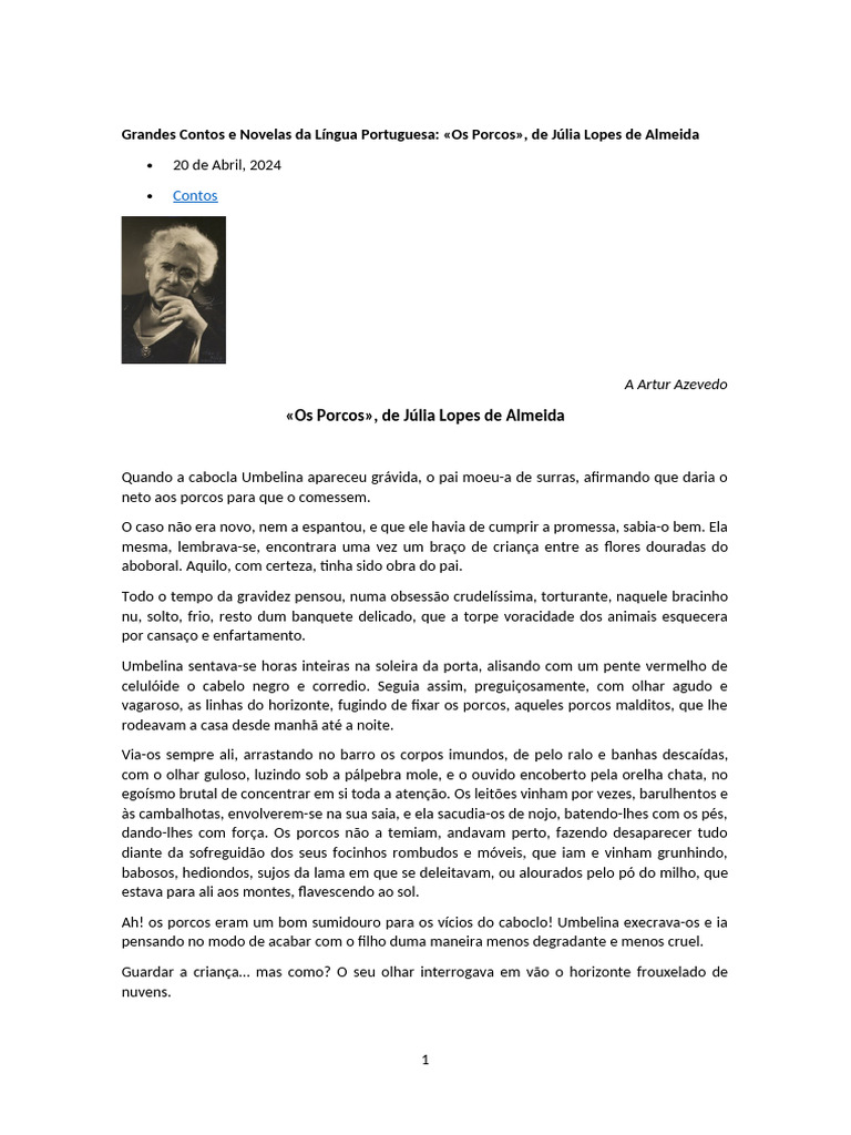 Os Porcos de Júlia Lopes de Almeida | PDF | Cuba | Céu