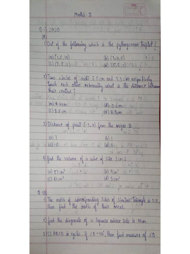 Maths 2 Q1 of Last 5 Years Boards Paper | PDF