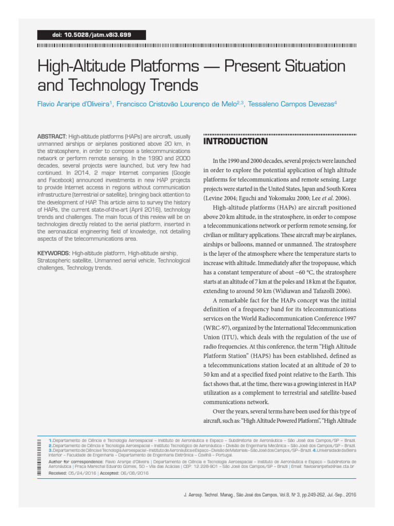 High-Altitude Platforms — Present Situation | PDF | Aerospace | Aeronautics