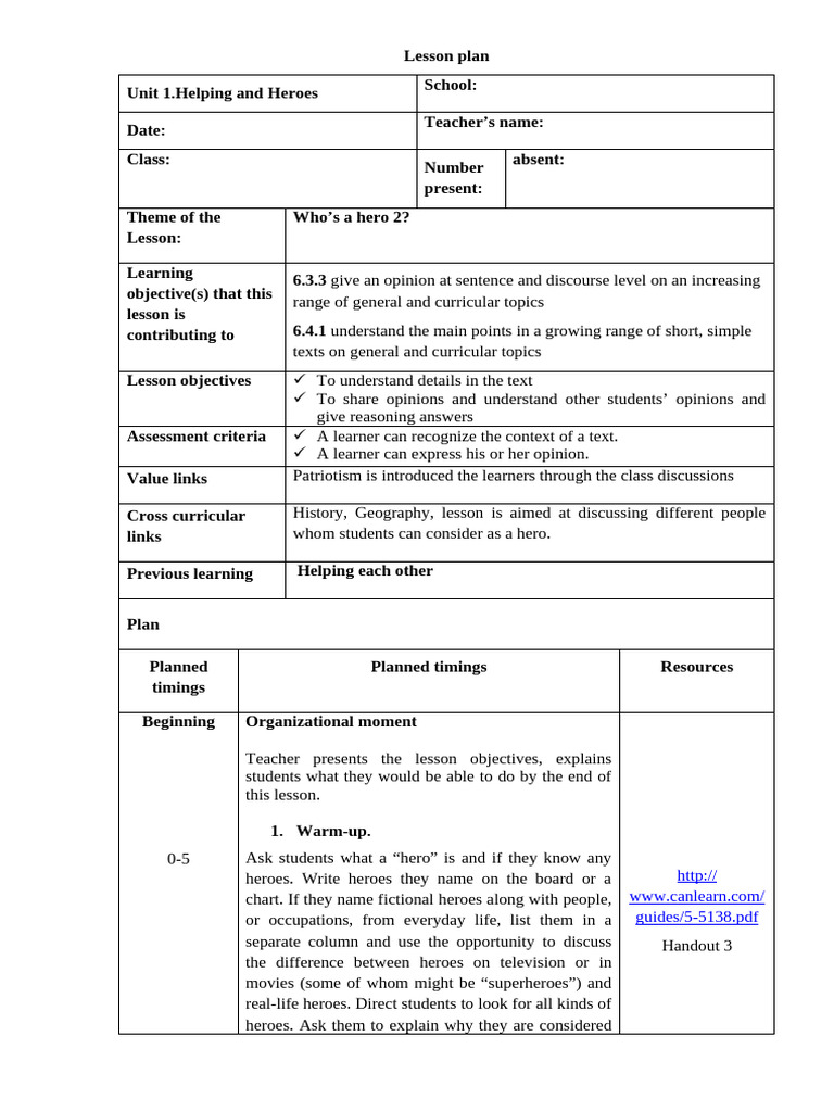 English_Grade 6_Unit 2. Helping and heroes_Who is your hero 2_Lesson ...